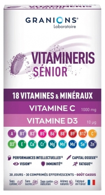 Granions Vitamineris Sénior Goût Cassis 30 Comprimés Effervescents ...