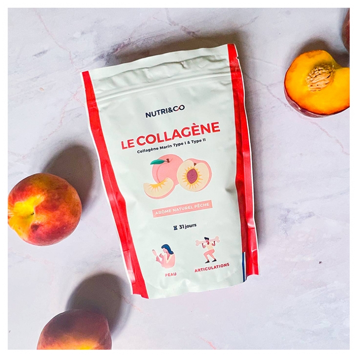 Nutri&Co Collagène Marin Type 1 et 2 Peau & Articulations Saveur Pêche ...