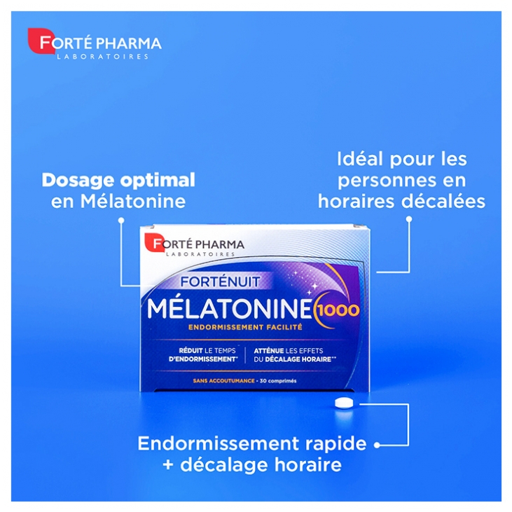 Forté Pharma Mélatonine 1000 30 Comprimés | parapharmacielafayette.com