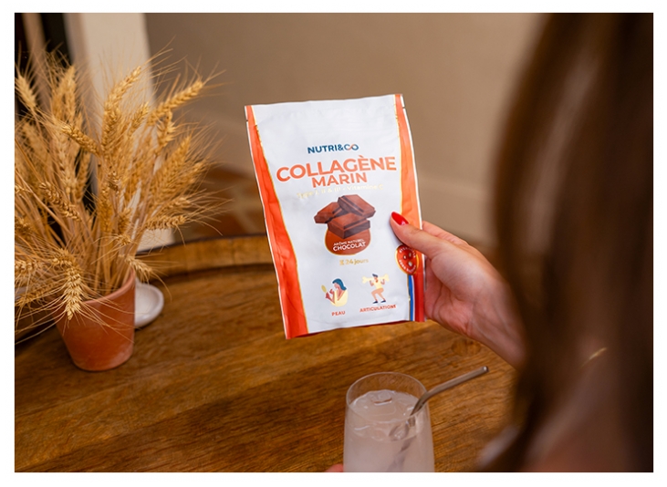 Nutri&Co Collagène Marin Type 1 et 2 Peau & Articulations Saveur Cacao ...