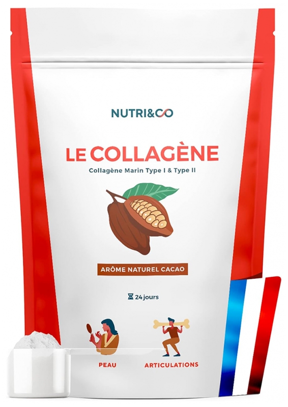 Nutri&Co Collagène Marin Type 1 et 2 Peau & Articulations Saveur Cacao ...