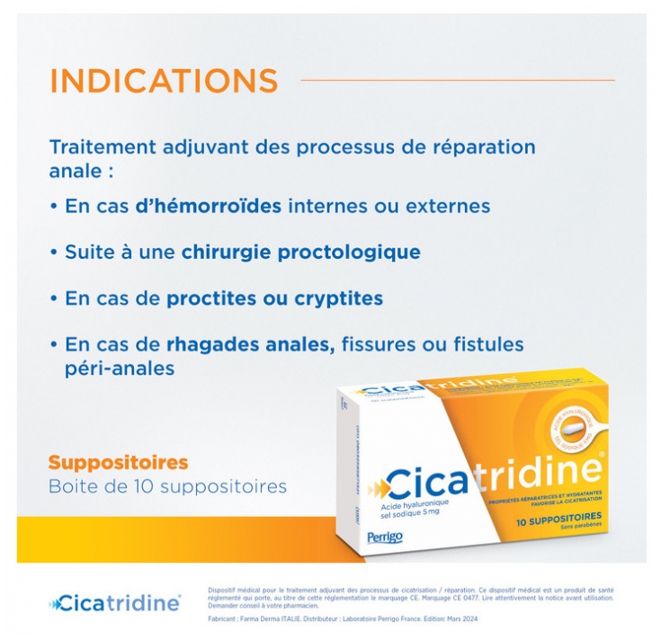 Cicatridine - 10 Suppositoires Favorisant la Cicatrisation à l'Acide ...