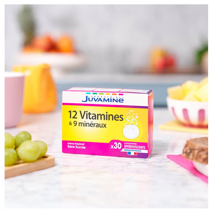 Juvamine 12 Vitamines + 9 Minéraux 30 Comprimés Effervescents ...