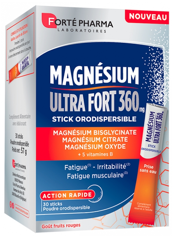 Forté Pharma Magnésium 360 mg Fatigue 20 Sticks Orodispersibles ...