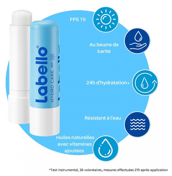 Labello Stick Original 4,8 g + Hydro Care Soin des Lèvres SPF15 4,8 g ...